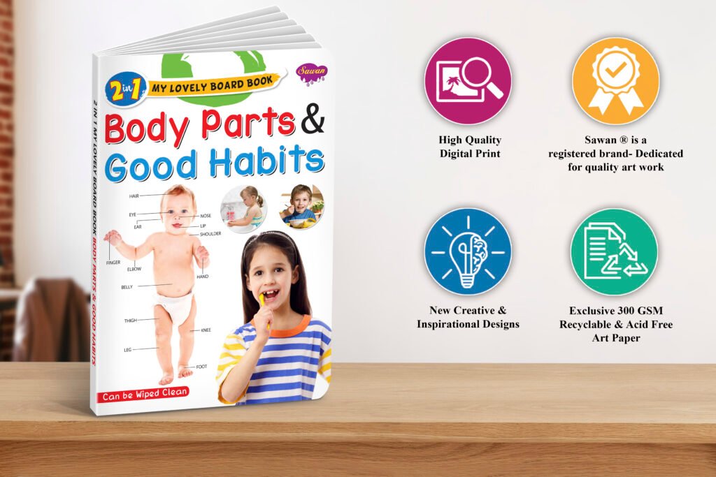Body Parts and Good Habits | 2 in 1 My Lovely Board Book - Sawan Books